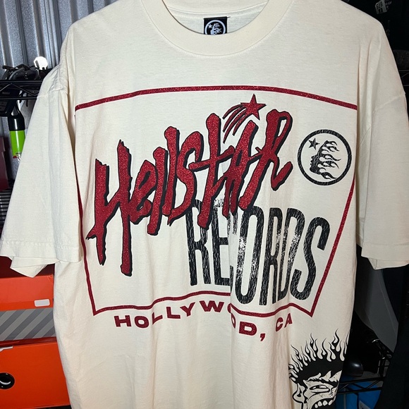 Hellstar | Shirts | Hellstar Records Cream And Red Graphic Tee | Poshmark